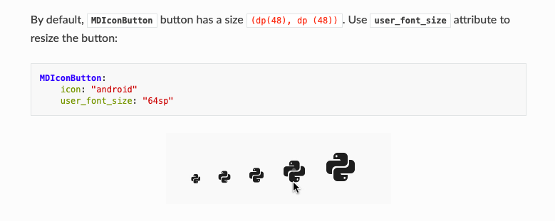 How To Increase Mdicon Icon Size · Issue 342 · Kivymd Kivymd · Github