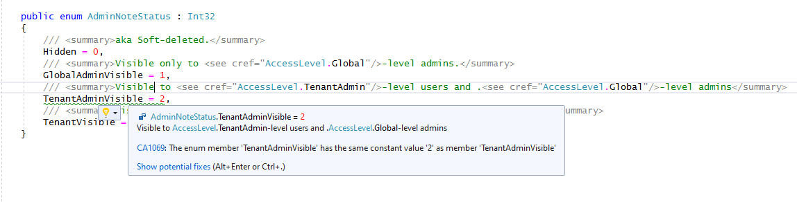 [.NET 5 built in Analyzer] CA1069 False Positive when scanning enum values. · Issue #4900 ...