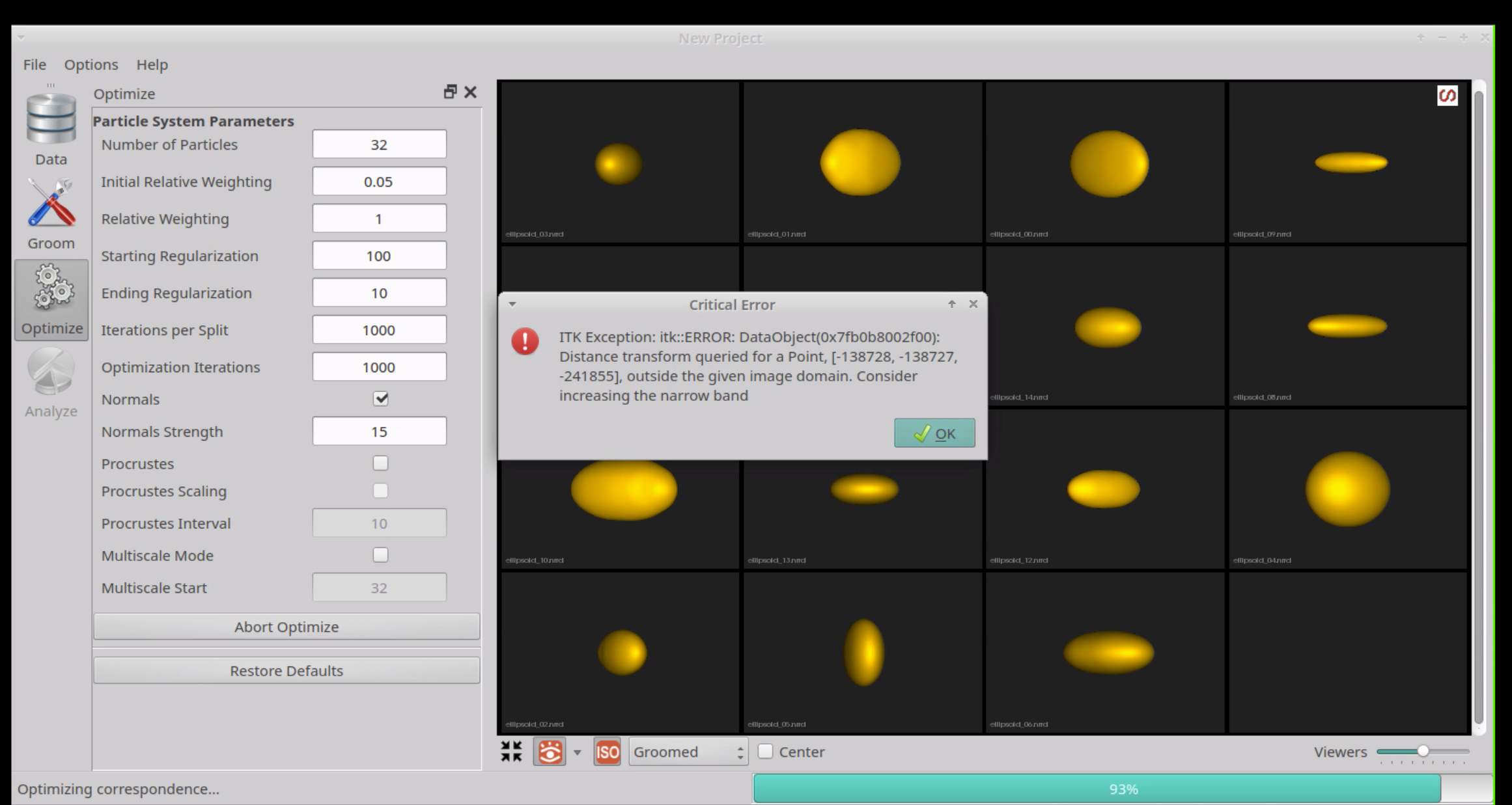 Larger spacing causes out of narrow band error · Issue #1134 · SCIInstitute/ShapeWorks · GitHub
