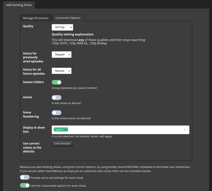 Global language settings and customize options are ignored during Add existing show · Issue ...