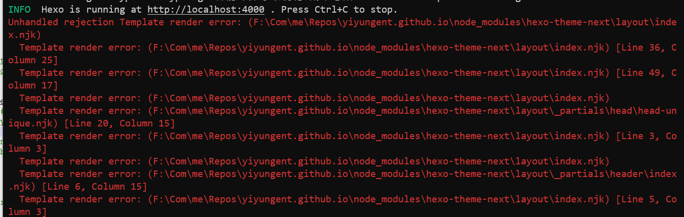 [BUG] 使用 @waline/hexo-next 后 Template render error · Issue #448 · walinejs/waline · GitHub