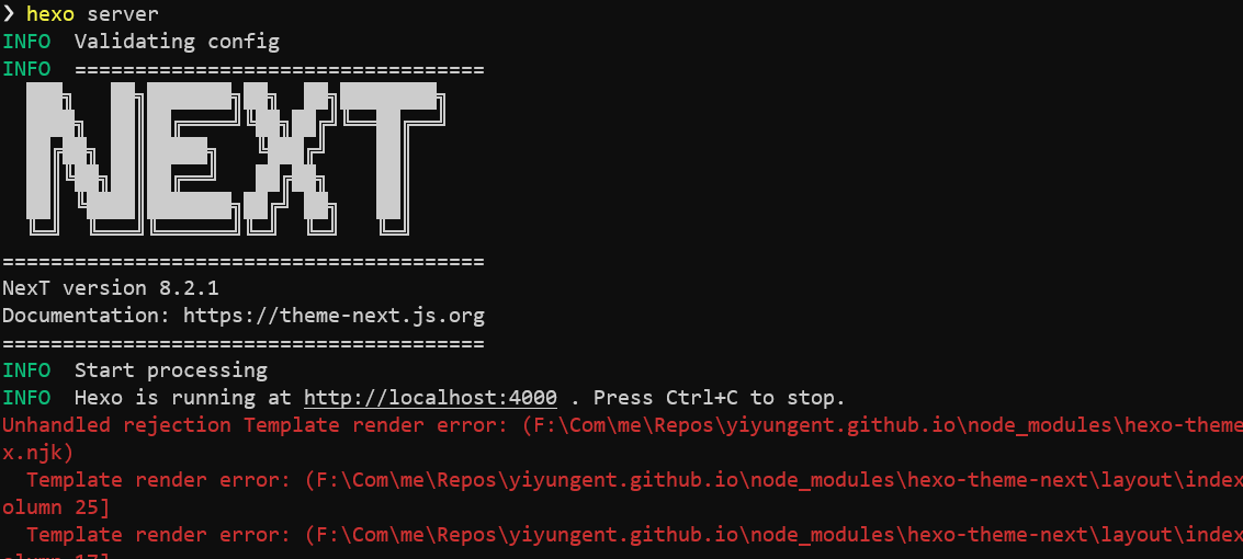 [BUG] 使用 @waline/hexo-next 后 Template render error · Issue #448 · walinejs/waline · GitHub