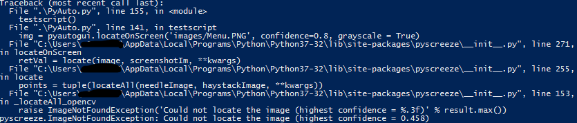 Locate Function Cannot Work And Even Can Not Return None · Issue 294 · Asweigartpyautogui · Github