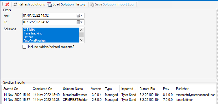 Missing history for unmanaged solutions · Issue #2 · rajyraman/Solution-History-for-XrmToolBox ...