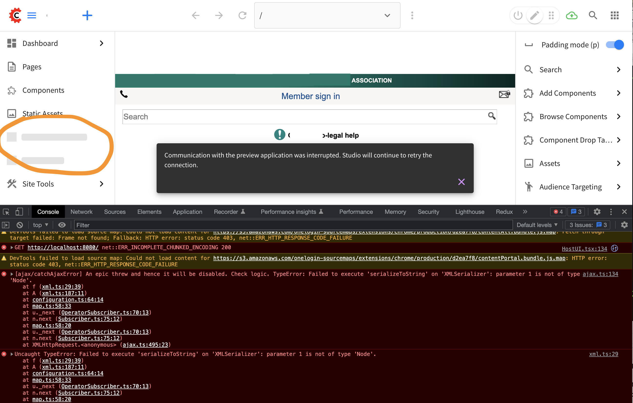 [studio-ui] Sidebar fails when content type folder does not match content type name in ...