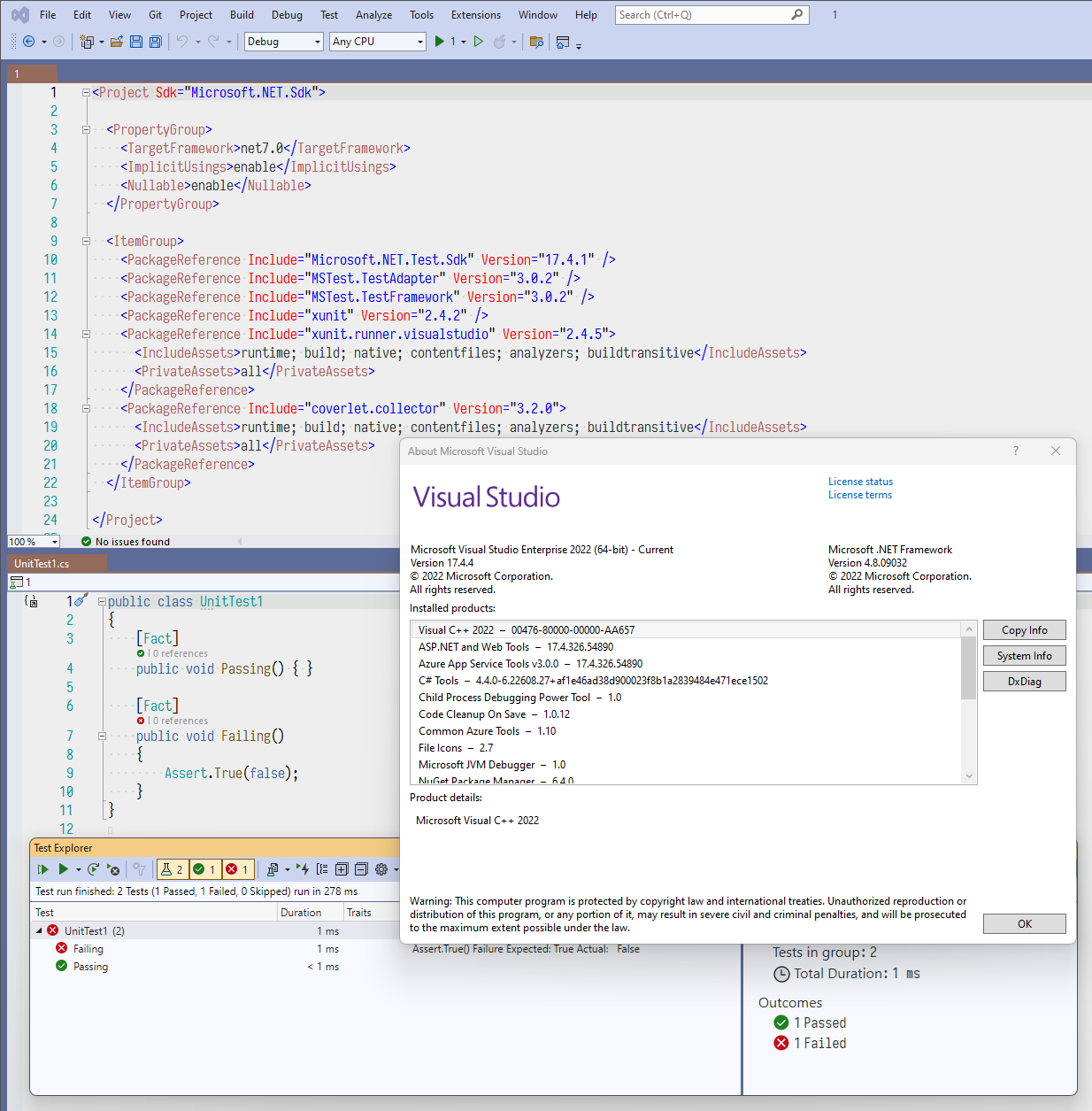 With Latest Vs2022 Update To Version 1744 Major Problem With Any New Project Include Xunit