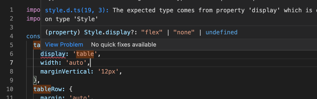 Style typing is wrong for the display property for the View component · Issue #1635 · diegomura ...