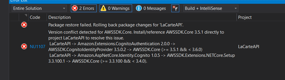 Can T Install Latest Version Of Nuget Package Amazon Extensions Cognitoauthentication · Issue