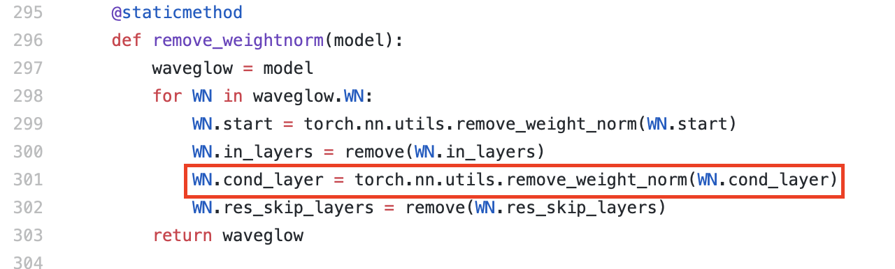 Cant find WN.cond_layer · Issue #162 · NVIDIA/waveglow · GitHub