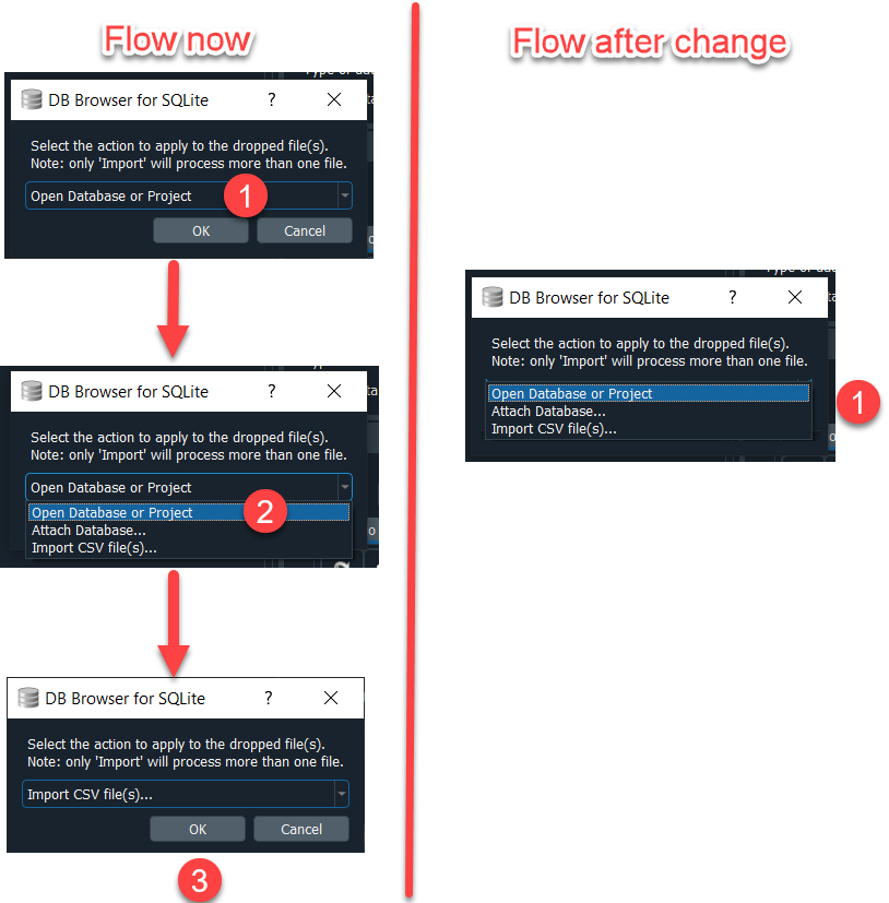 Import data ui suggestions - less clicks for same effect · Issue #2923 · sqlitebrowser ...