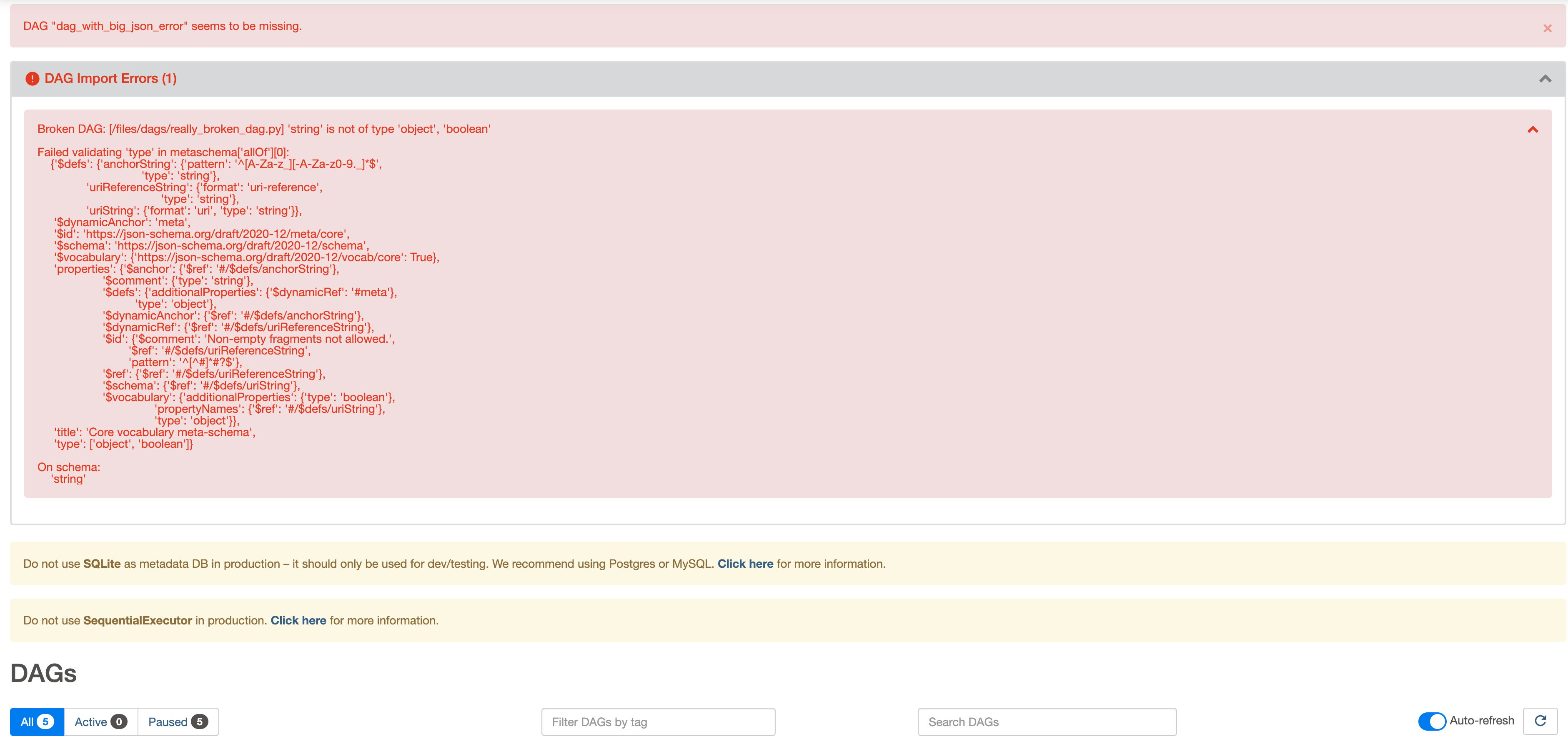 Json Schema Validation Errors For Params Prevent Dag From Importing And Errors Are Not Shown