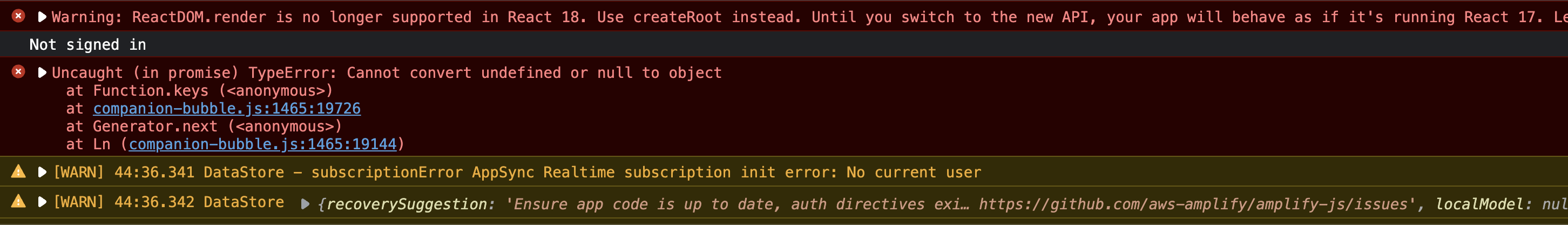 Error When Executing Datastorestart And Datastoreclear · Issue 10641 · Aws Amplify 