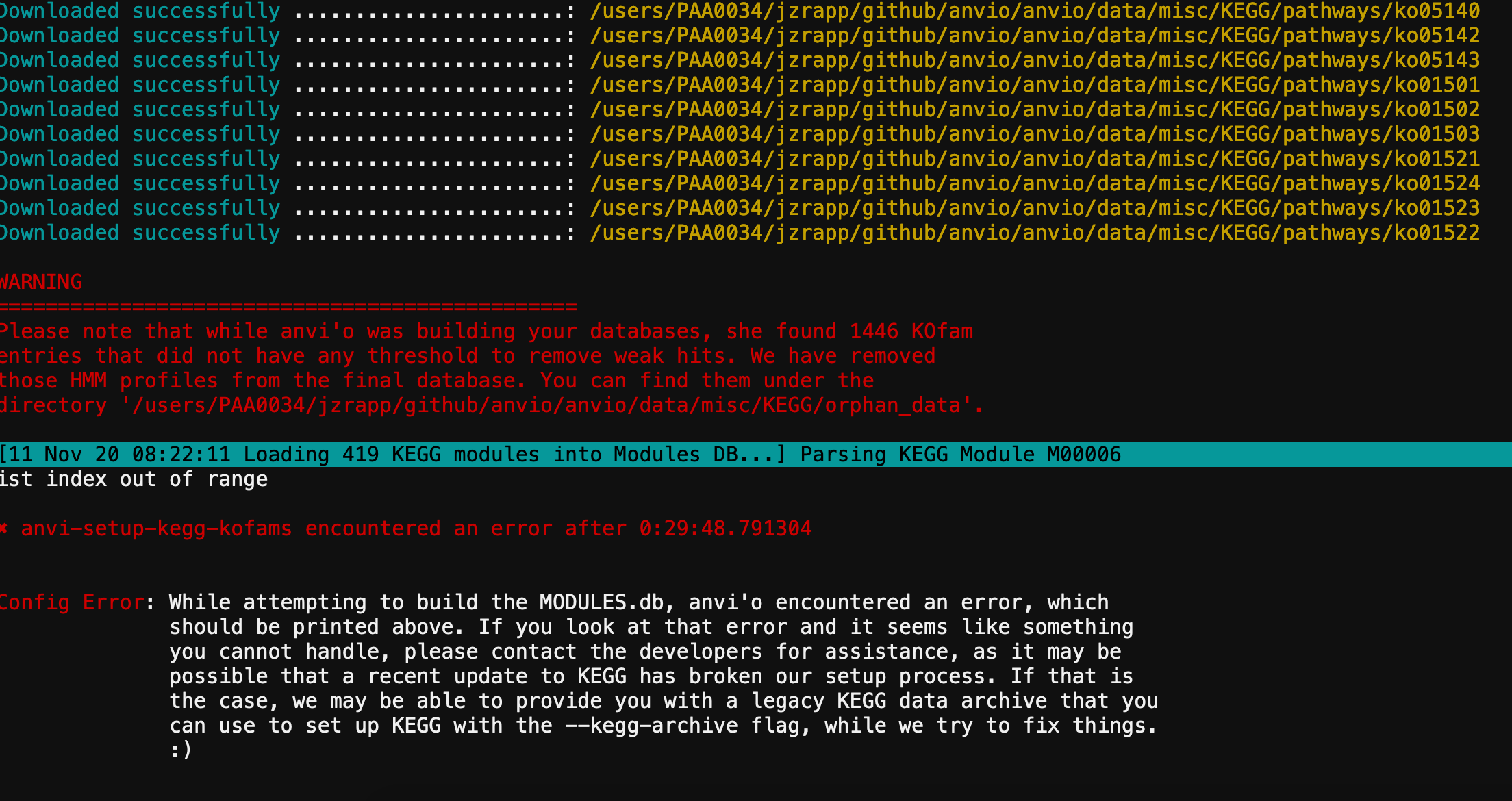 [Technical Problem] Config Error: List index out of range during anvi ...