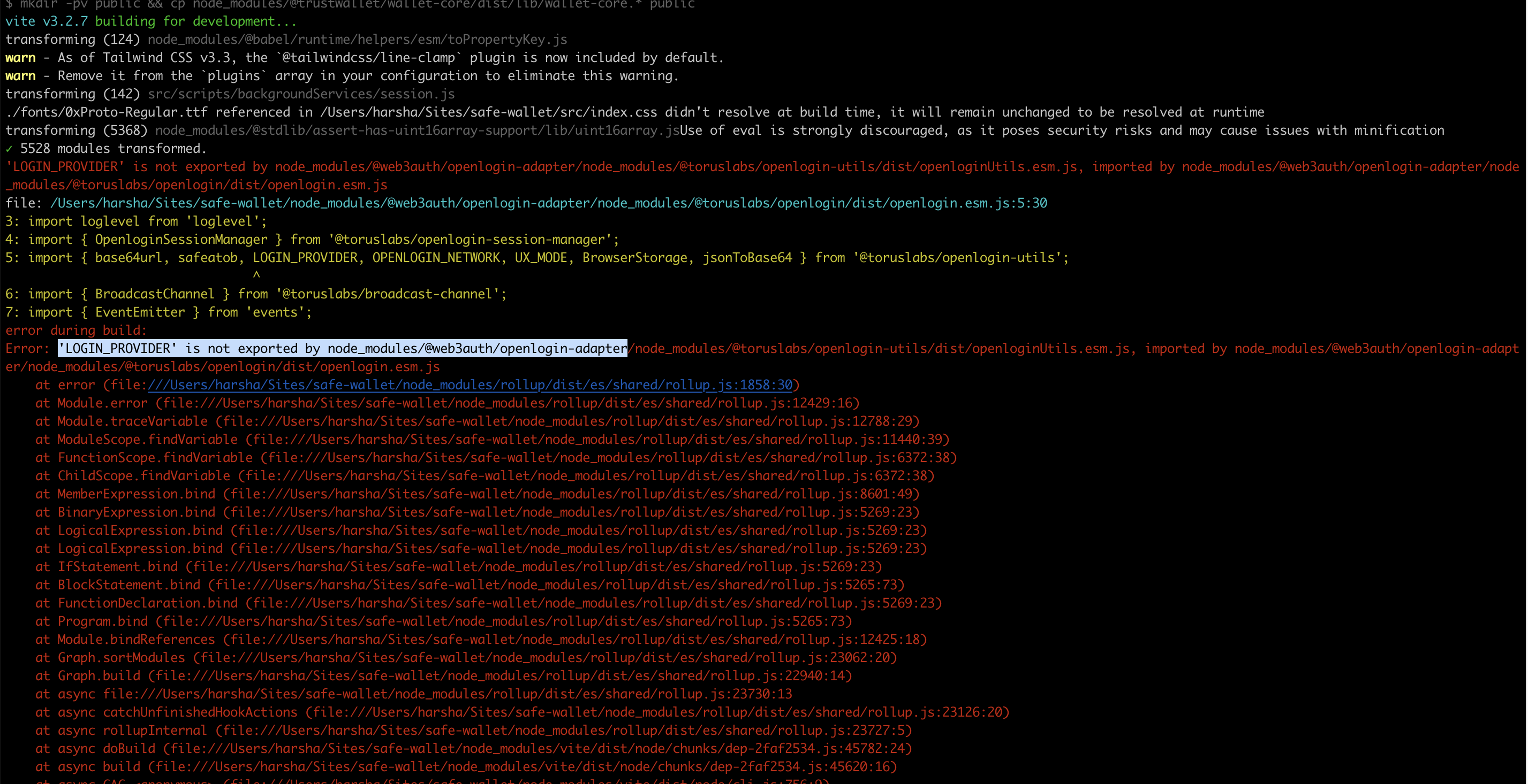 `loginprovider` Not Exported By Web3authopenlogin Adapter Error On Building The App Vite