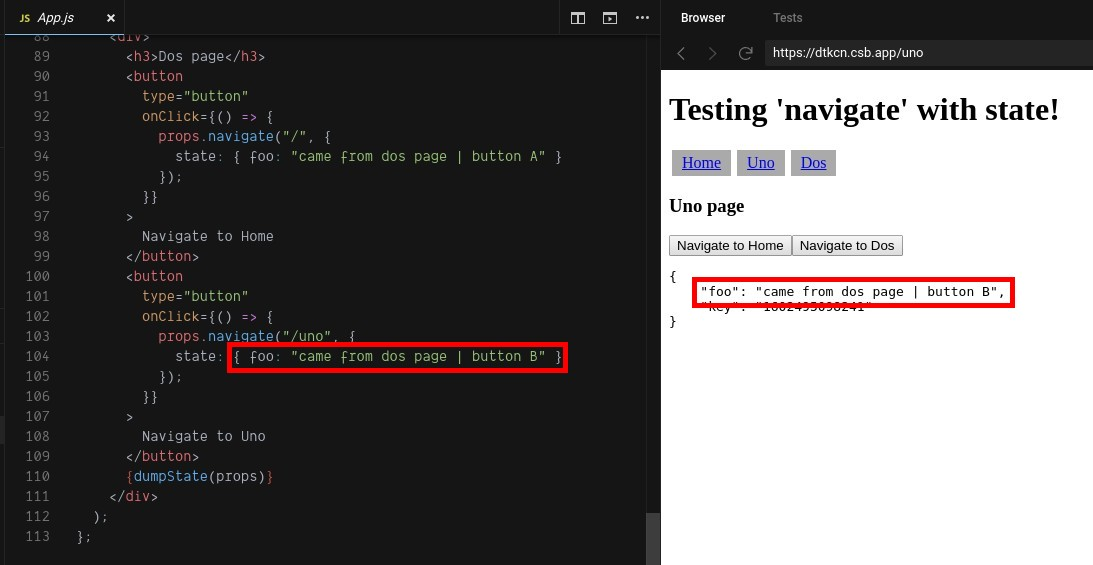 Passing state option in navigate doesn't seem to work · Issue #96 ...
