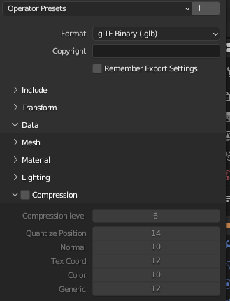 Where did compression go when exporting glb models? · Issue #1826 · KhronosGroup/glTF-Blender-IO ...