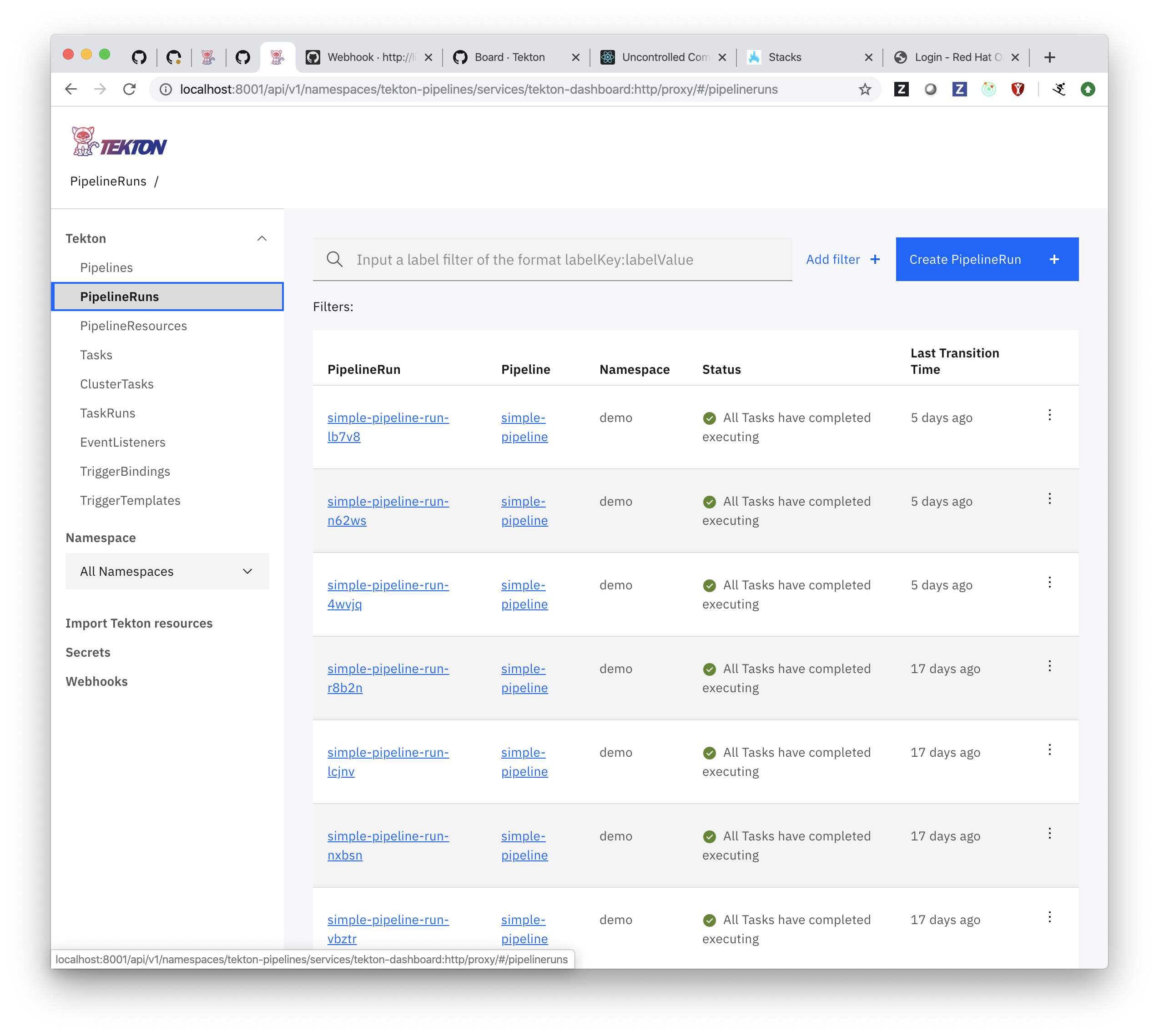 Triggers resource tables have different style than other Dashboard tables · Issue #772 ...