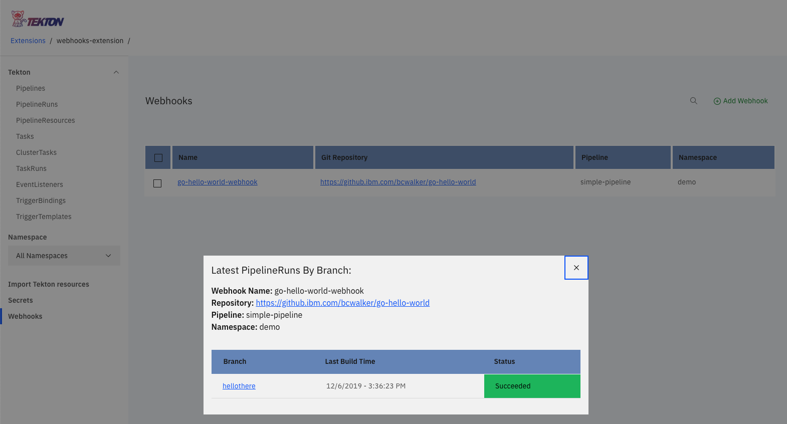 Webhooks UI does not show what ServiceAccount the Webhook uses · Issue #389 · tektoncd ...