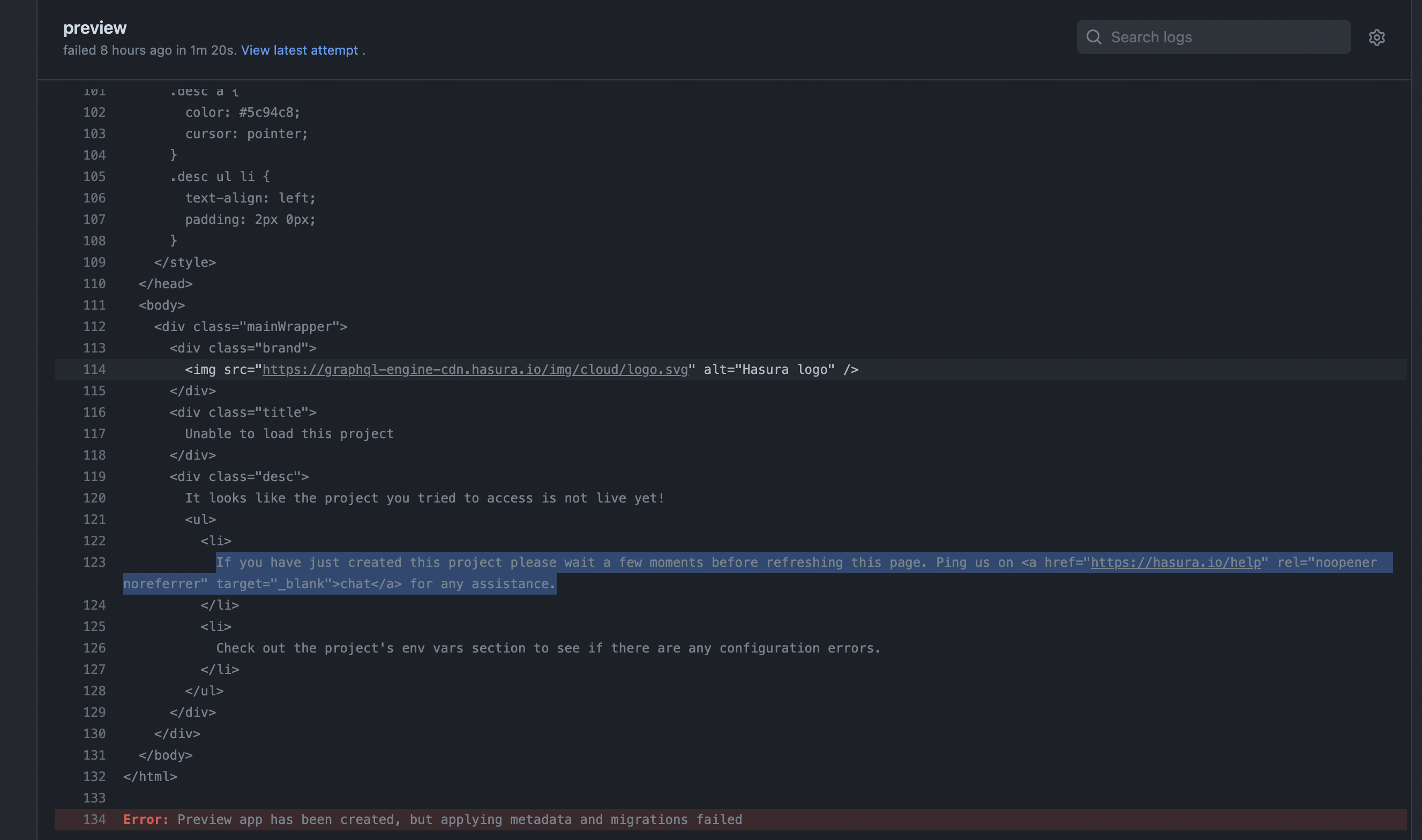 Hasura Preview Apps action fails most of times on first run · Issue #91 · hasura/hasura-cloud ...