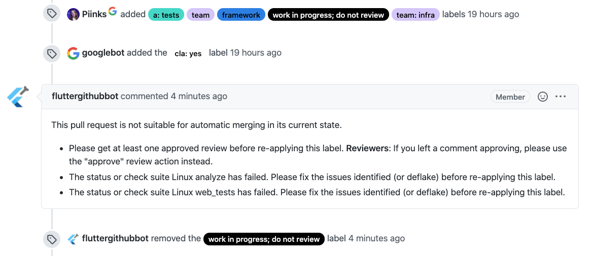 Bot tried to merge WIP PR · Issue #65039 · flutter/flutter · GitHub