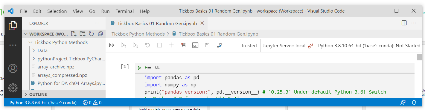 VSC Jupyter reports python 3.7.3 Interpreter even though pointing to 3. ...