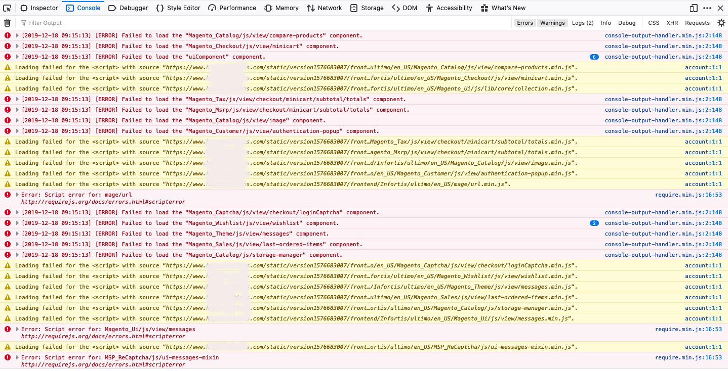Script errors in console · Issue #26132 · magento/magento2 · GitHub