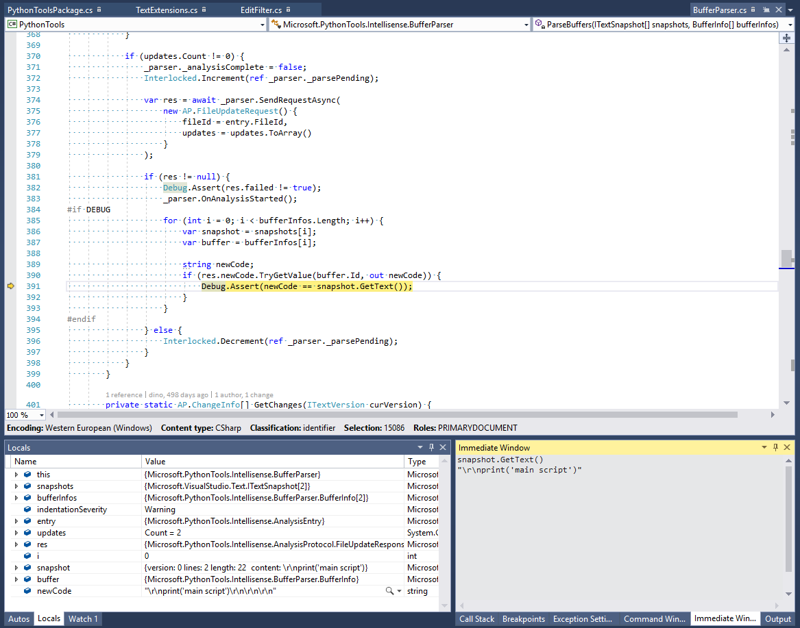Assert while editing · Issue #2791 · microsoft/PTVS · GitHub