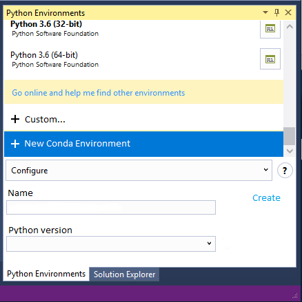 Allow creating new conda environments · Issue #3352 · microsoft/PTVS · GitHub