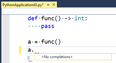 No IntelliSense on return type with type hint · Issue #3675 · microsoft ...