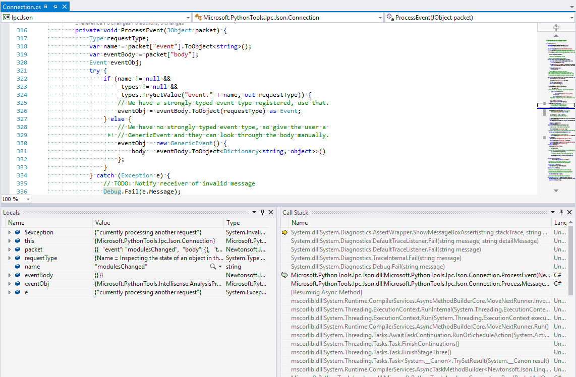 Assert On Project Load Currently Processing Another Request · Issue 4563 · Microsoftptvs · Github