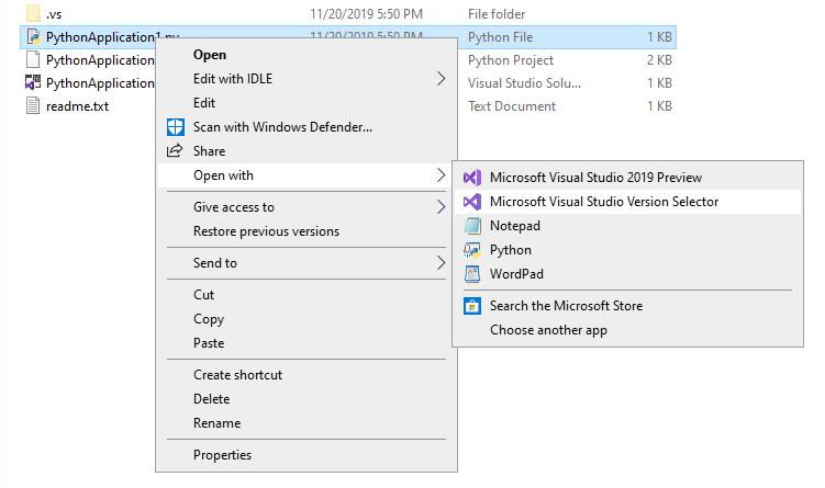 Python file association - VS does not open the file when double click ...