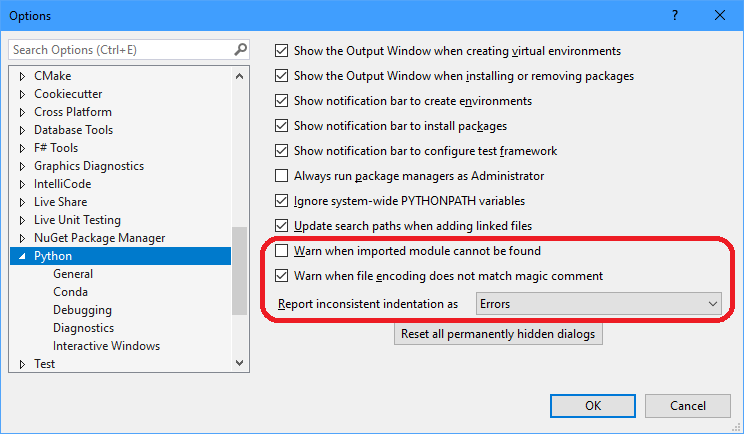 LSC: Remove unimplemented options from UI · Issue #5908 · microsoft/PTVS · GitHub