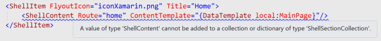 [Shell] Adding ShellContent directly under ShellItem causes XAML editor warning in VS · Issue ...