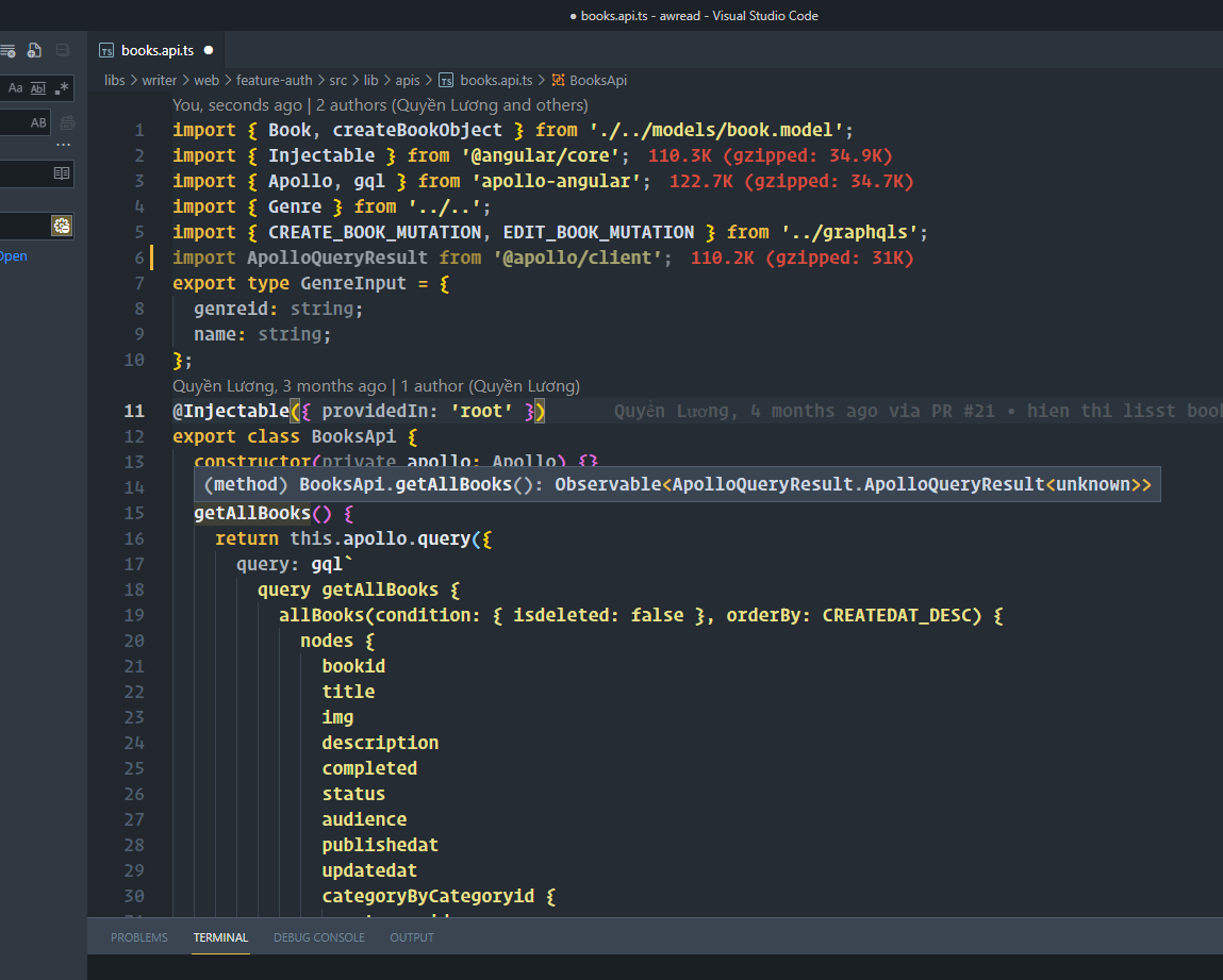 The inferred type of 'getAllBooks' cannot be named without a reference to '.pnpm/@apollo+client ...
