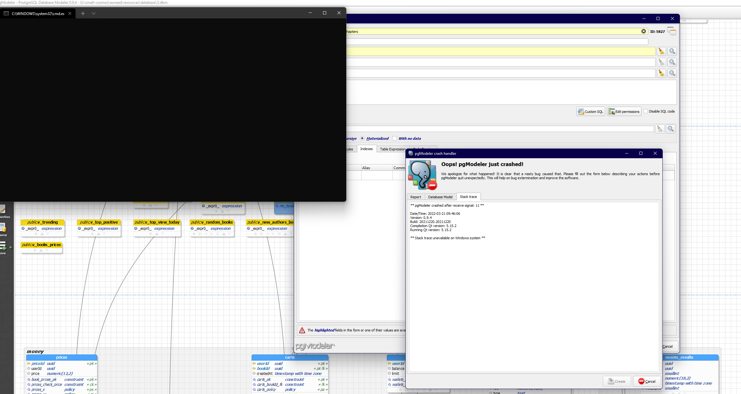 [bug] pgmodeler crash if create index using expression on materialized view · Issue #1667 ...