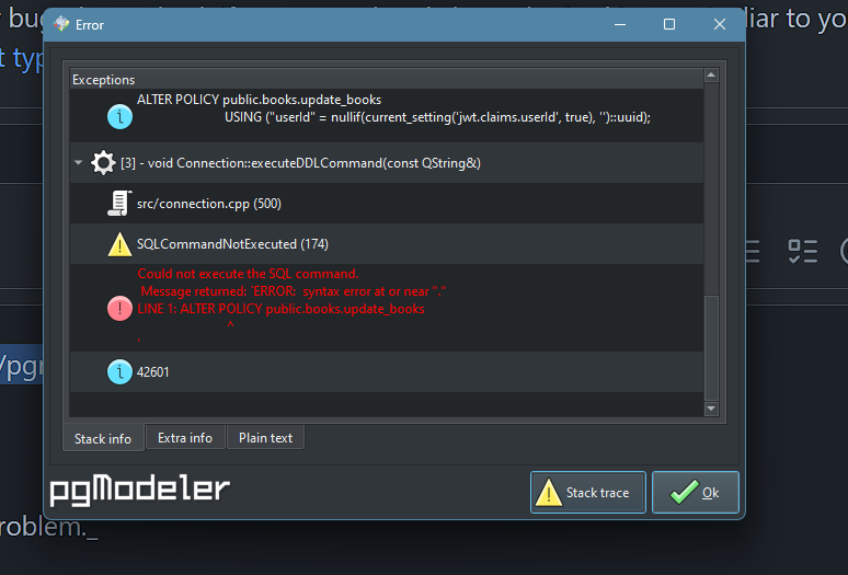 update policy not work because work syntax (version 1.0.1) · Issue #1745 · pgmodeler/pgmodeler ...