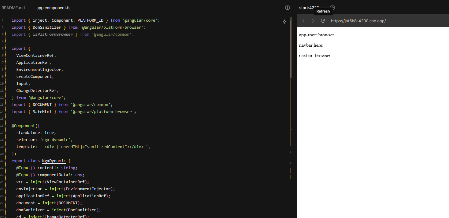 Dynamic components aren't hydrated when appModule bootstrap AppComponent · Issue #51535 ...