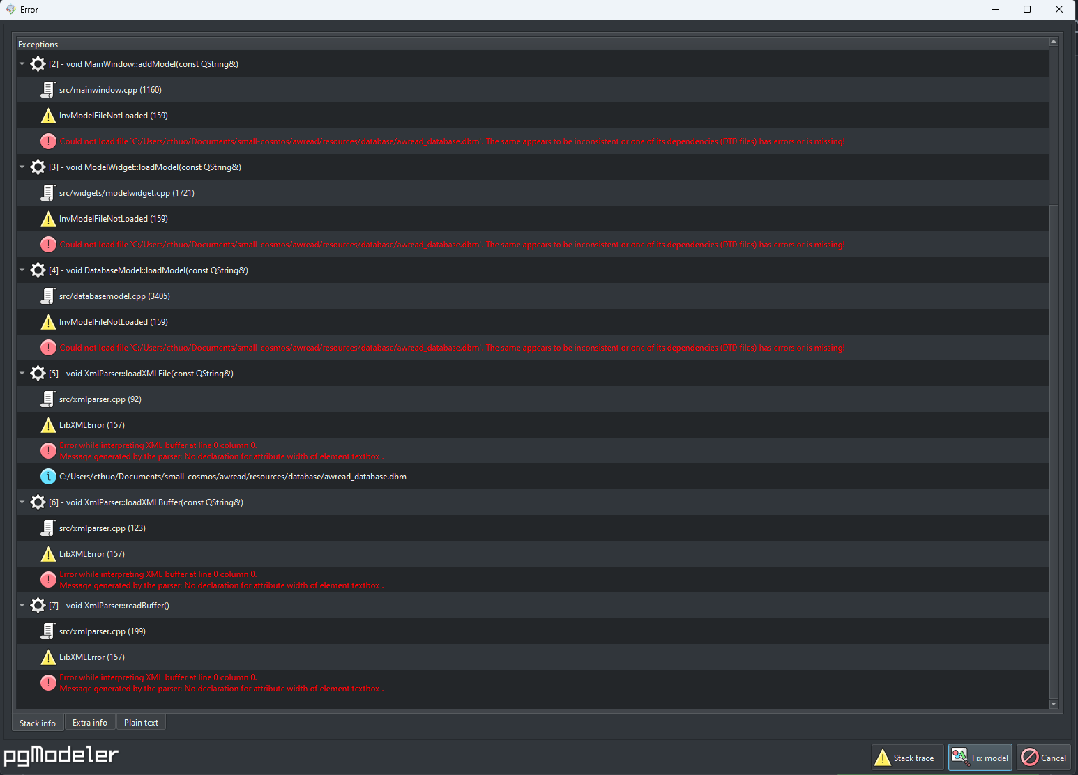 1.0.6 (No declaration for attribute width of element textbox) cause error have to fix database ...