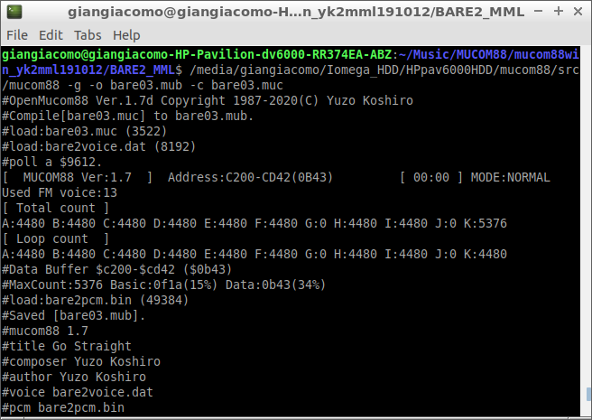 updated mucom88 emits #Unknown message and cannot compile mucom88win_yk2mml190107/BARE2_MML .muc ...