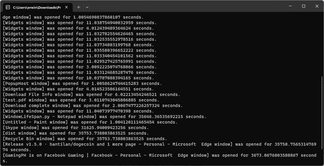 GitHub - bantilan/WindowLifeSpan: A Python-based program that monitors Windows applications ...
