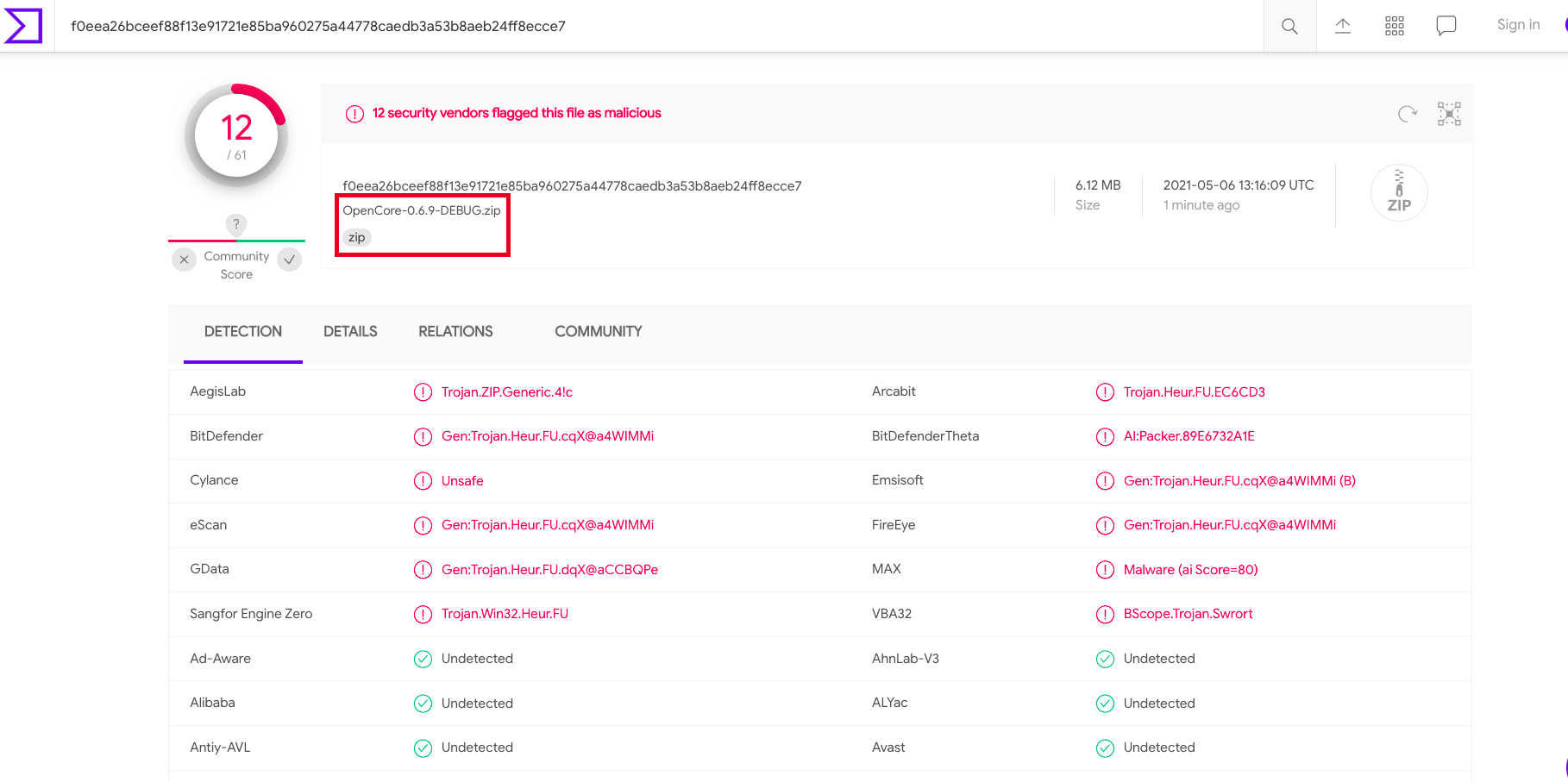 [Warning] Opencore 0.6.9 made Virustotal alerting · Issue #1630 · acidanthera/bugtracker · GitHub