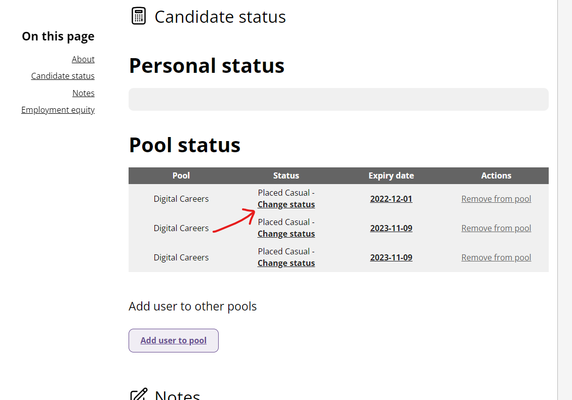 Change status not working · Issue #4687 · GCTC-NTGC/gc-digital-talent · GitHub