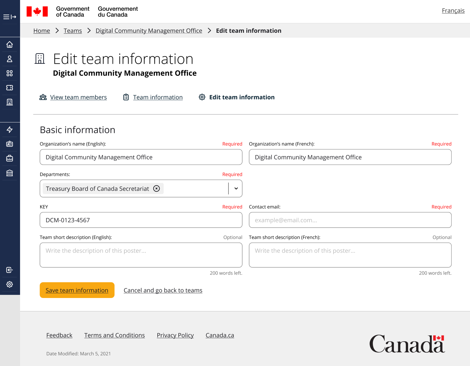 (Admin) Edit team · Issue #5499 · GCTC-NTGC/gc-digital-talent · GitHub