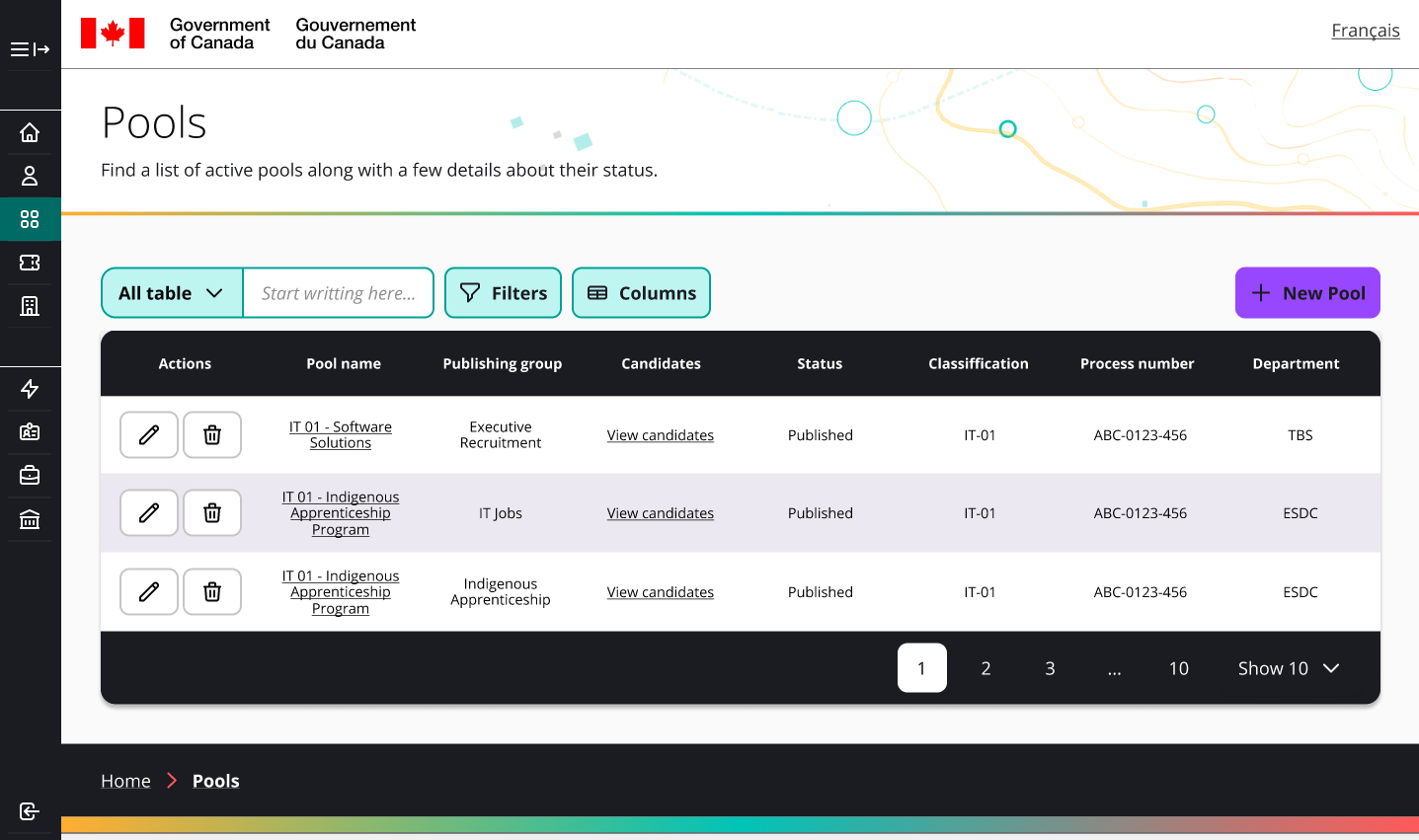 Add 'Publishing group' filter to 'Pools' table · Issue #6169 · GCTC ...