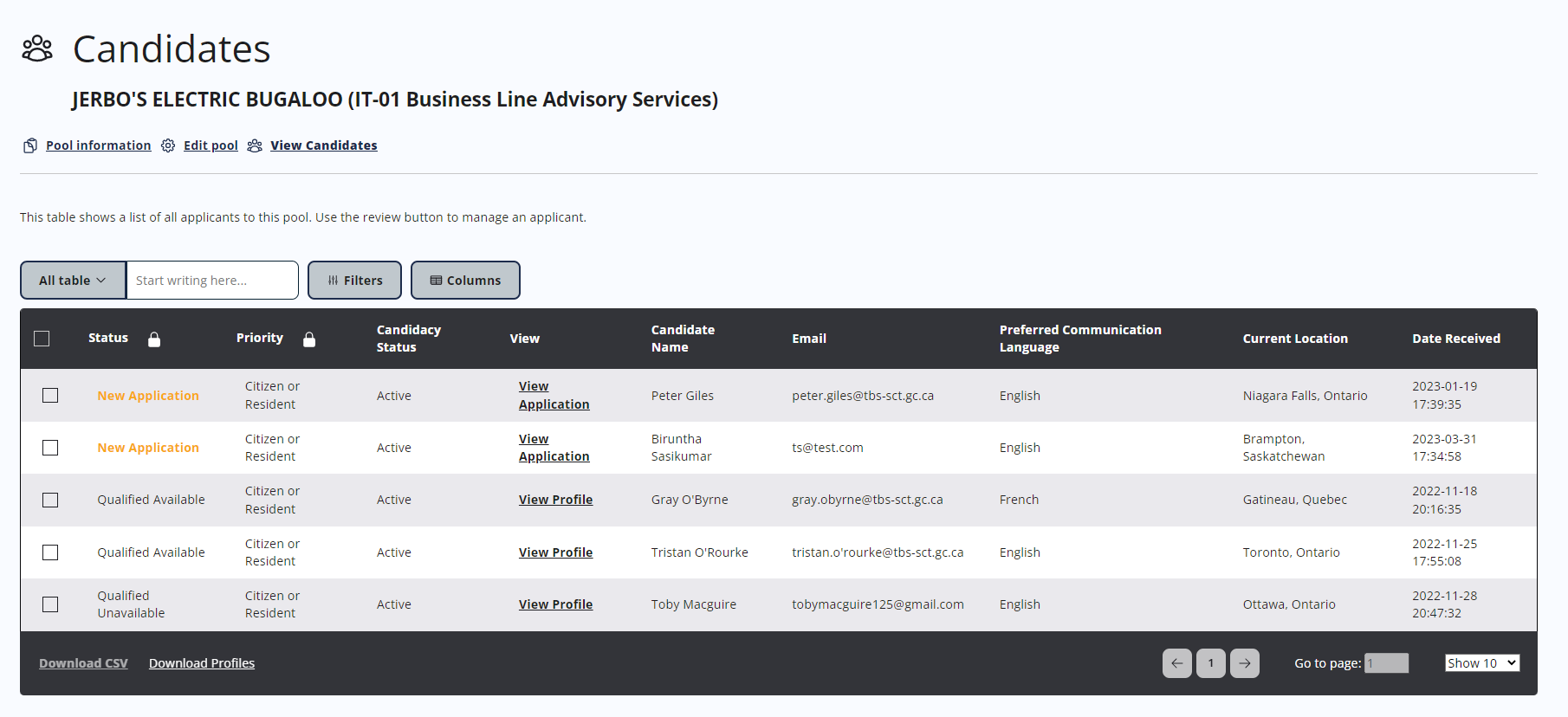 Change default column and move column · Issue #6315 · GCTC-NTGC/gc-digital-talent · GitHub