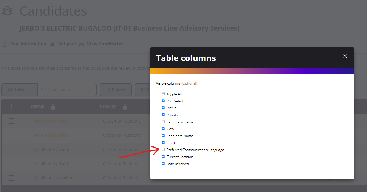 Change default column and move column · Issue #6315 · GCTC-NTGC/gc-digital-talent · GitHub