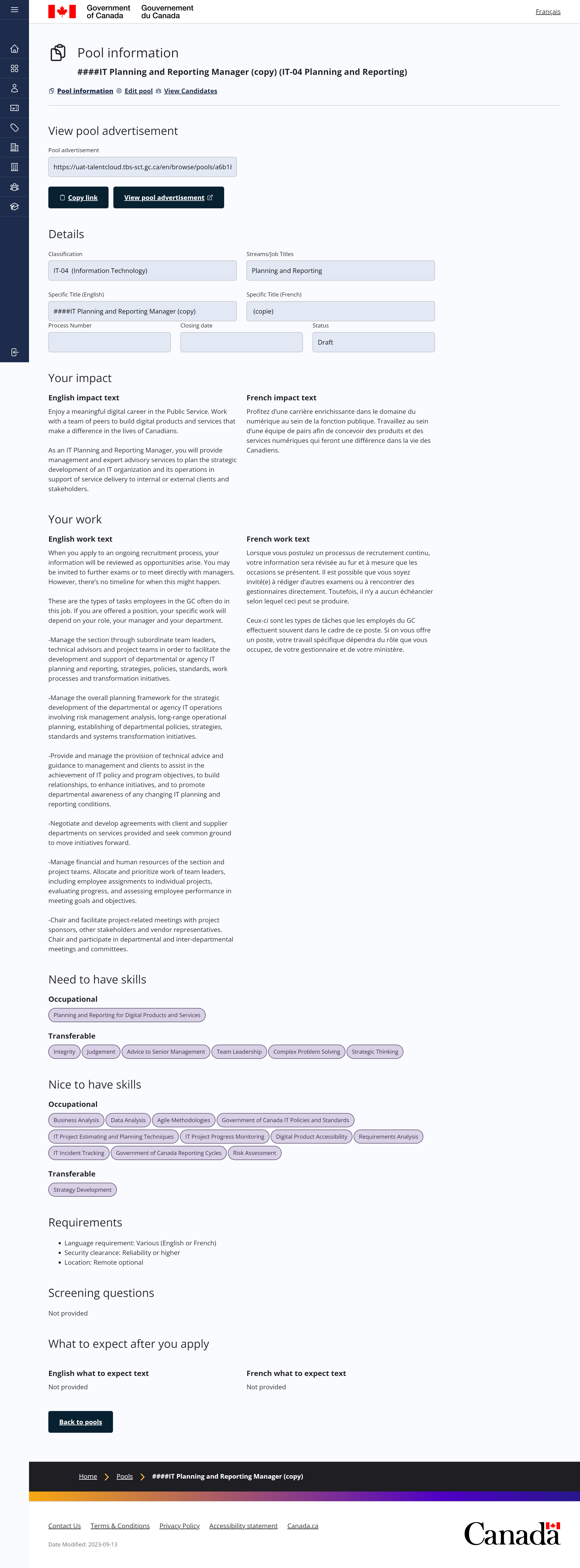 "Pool information" page redesign to "Process information" · Issue #7913 · GCTC-NTGC/gc-digital ...