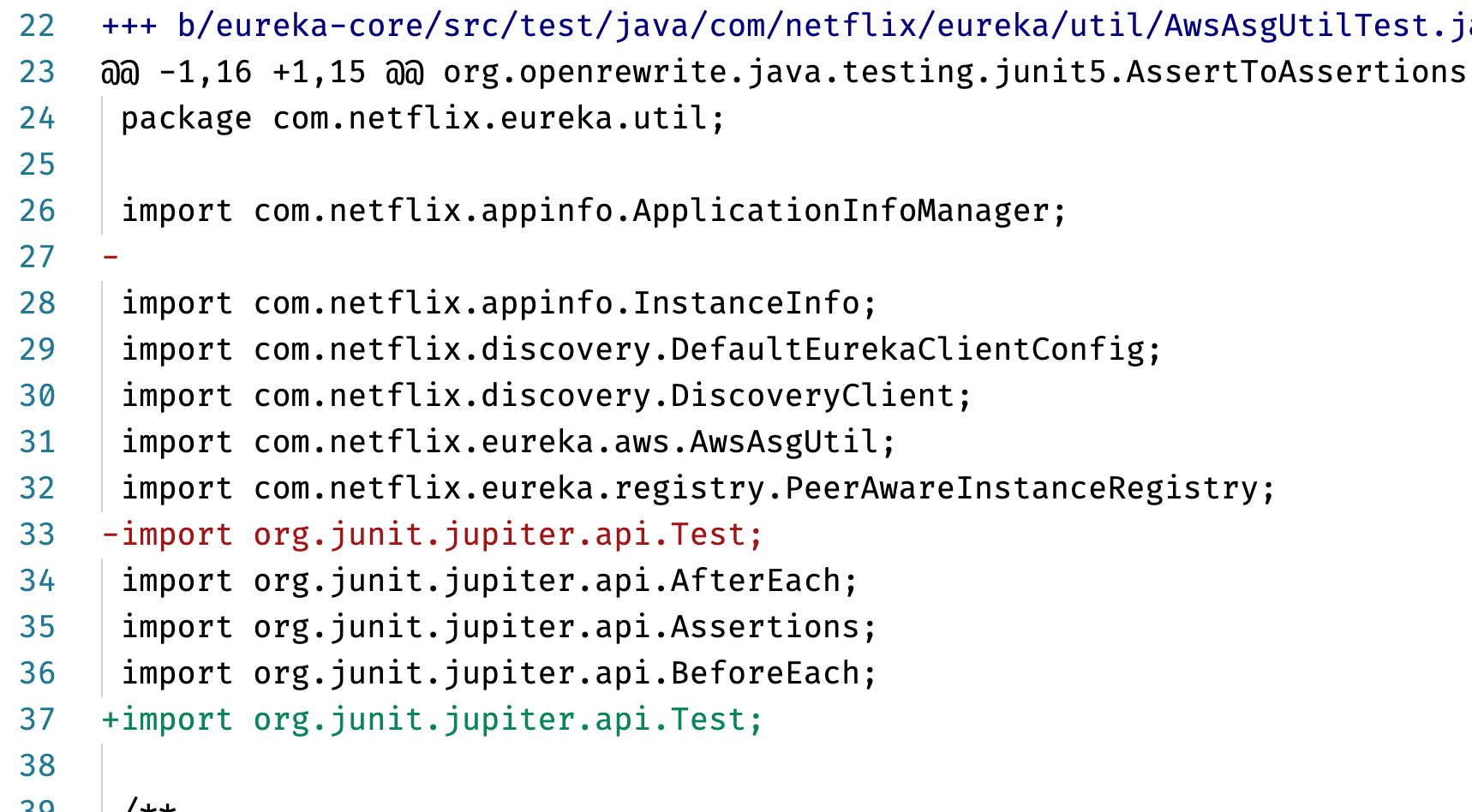 Use RemoveImport rather than OrderImports in CleanupJUnitImports · Issue #24 · openrewrite ...