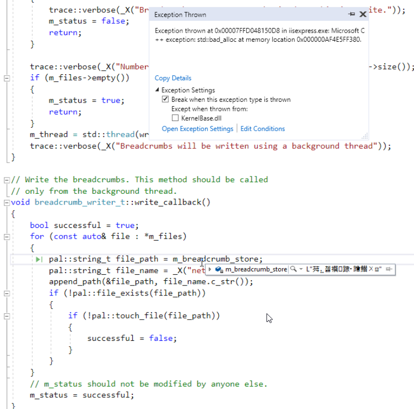 Av In Breadcrumb Writer T When Exception Is Being Thrown In Main · Issue 3229 · Dotnet Runtime