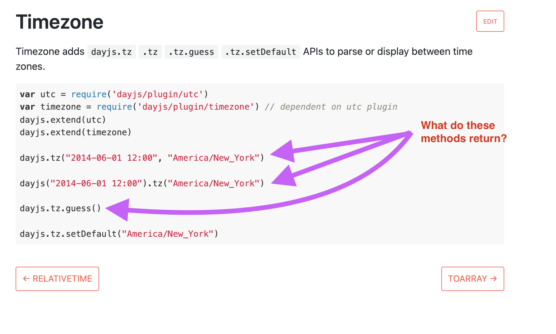 documentation should indicate expected return values · Issue #1794 · iamkun/dayjs · GitHub